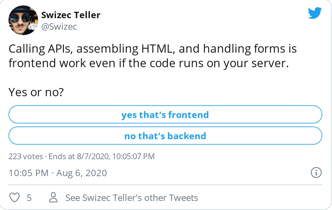 In 2020's, what is "frontend"? 🤨 | Swizec Teller